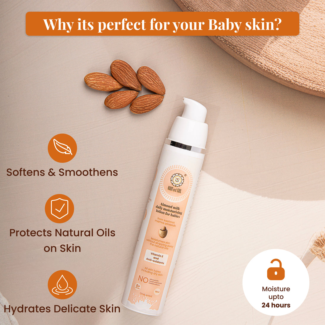 Almond Milk Baby Lotion for Daily Gentle Moisturizing of Soft Skin ...