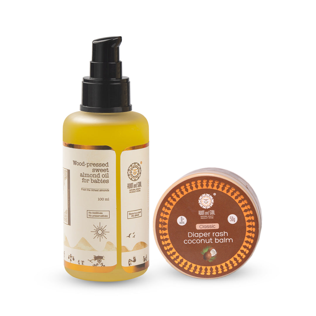 Nurture & Care Duo (Almond Oil + Baby Diaper Rash Balm) – ROOT and SOIL